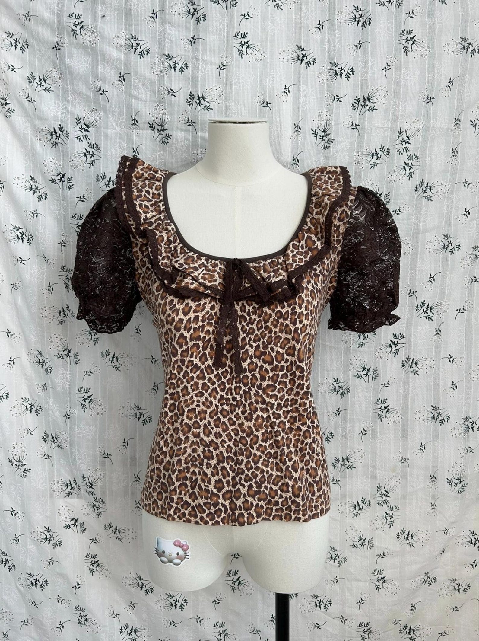 Japanese Brand Brown Leopard Print Ruffle Top - Etsy