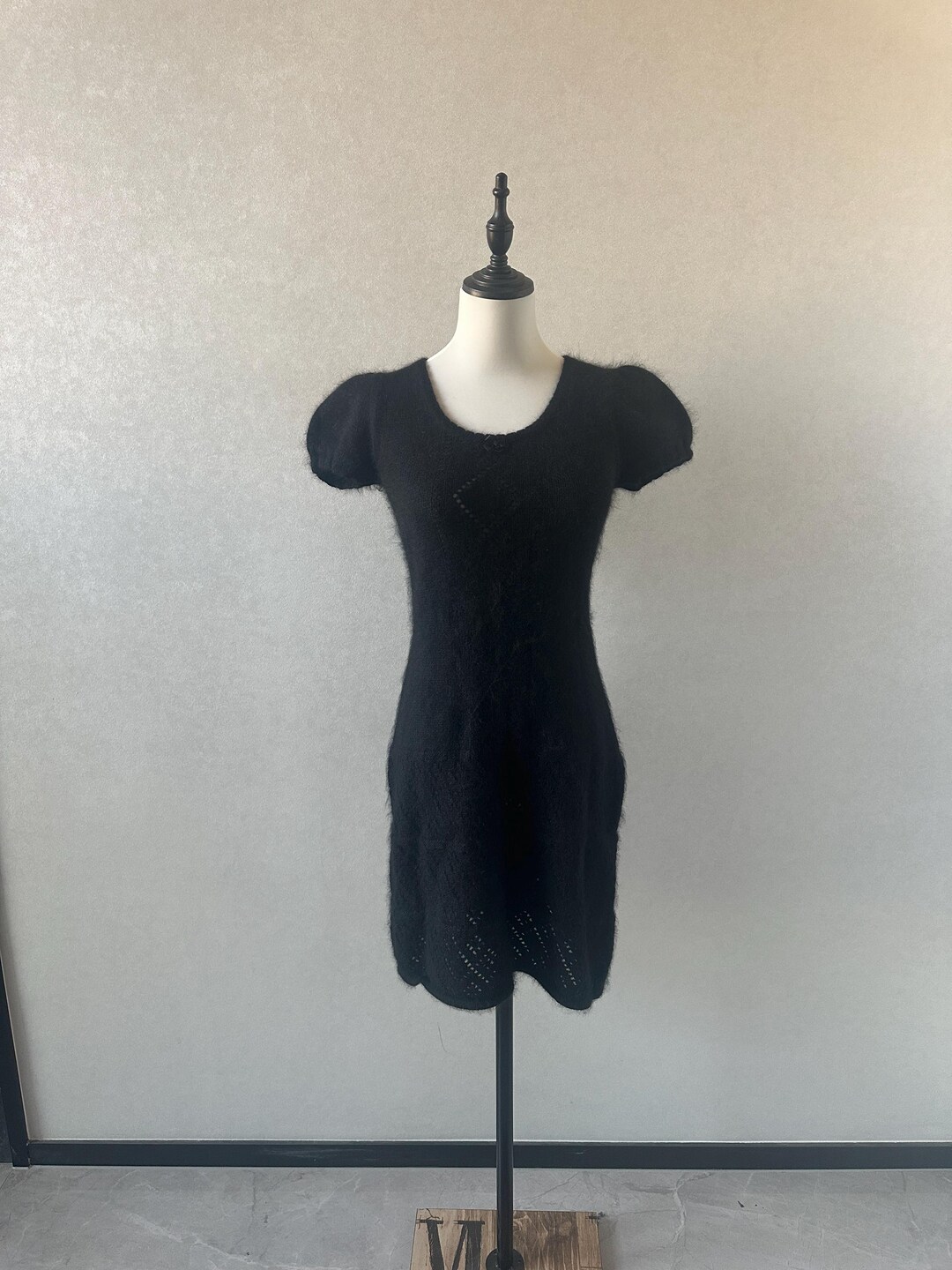 Barbie Black Knitted Hollow Dress With Puff Sleeves - Etsy