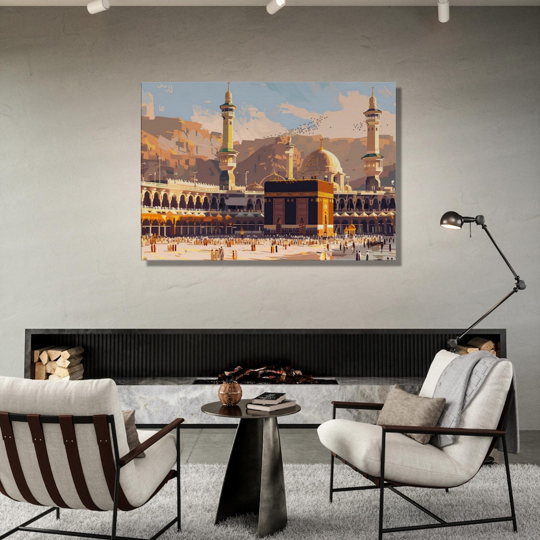 Great Mosque of Mecca Landscape Canvas Print Reverent Islamic Art for ...