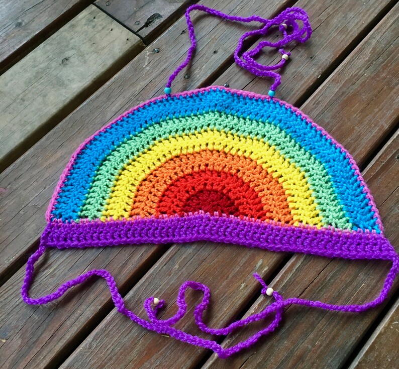 Crochet Rainbow Halter Crop Top Crochet Festival Top - Etsy