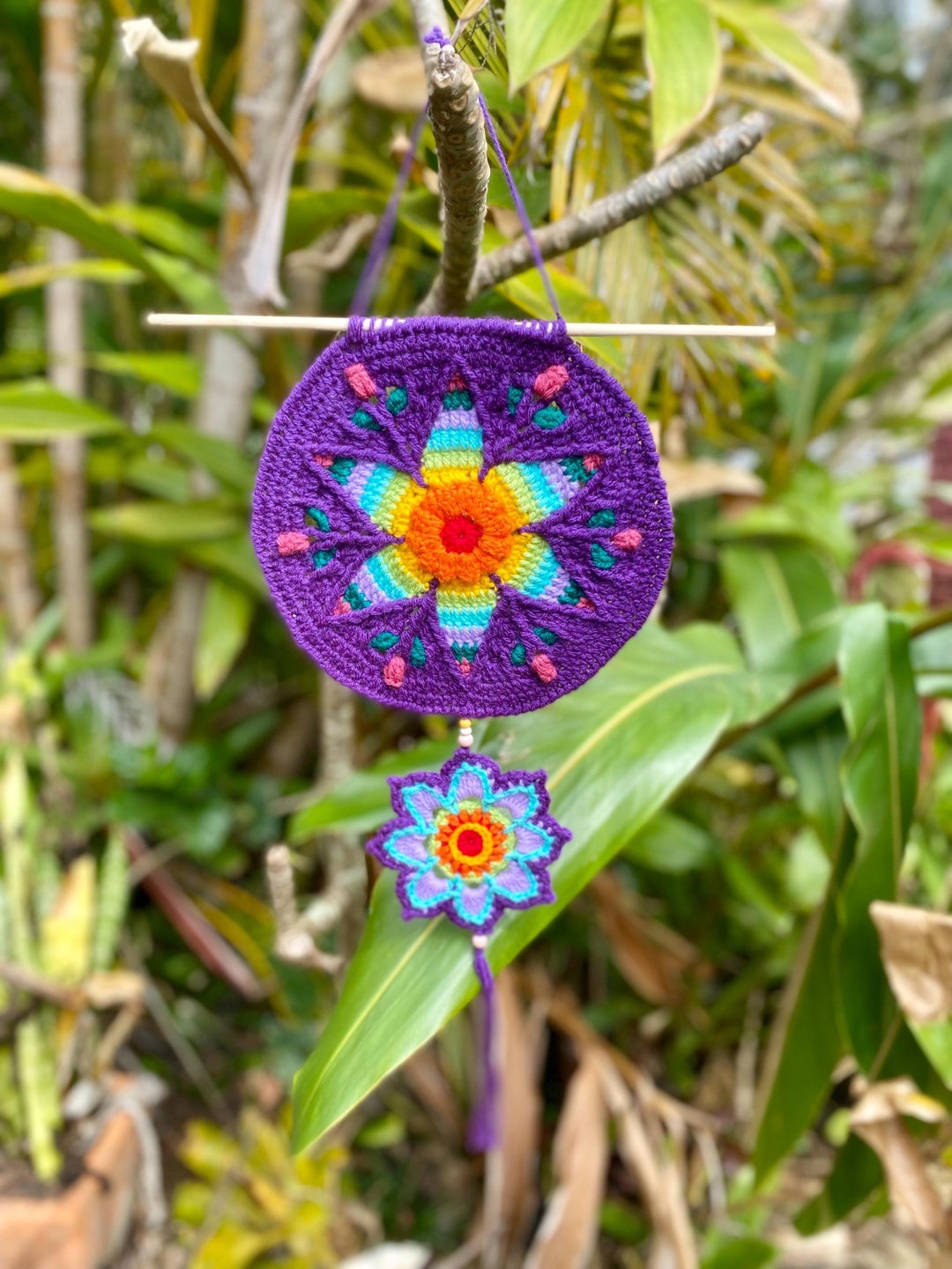 Spirit Flower - Crochet Mandala Wall Hanging, Crochet Art, Boho Wall ...