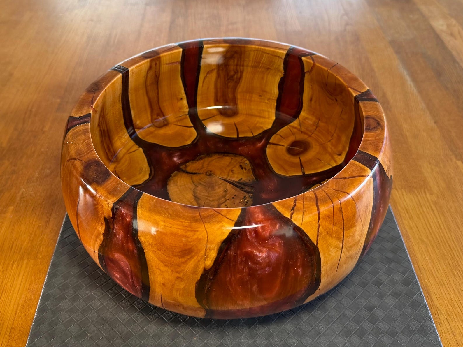 Bowl Handmade From Plum Wood and Crimson Resin - Etsy