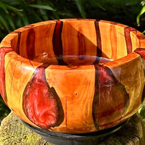 Bowl Handmade From Plum Wood and Crimson Resin - Etsy