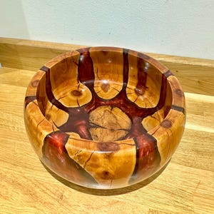 Bowl Handmade From Plum Wood and Crimson Resin - Etsy