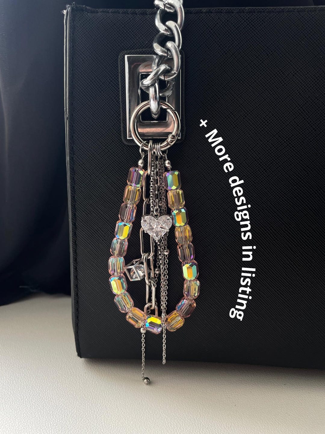 Pink Crystal Bag Charms, Backpack Keychain, Bag Accessories, Silver Key ...