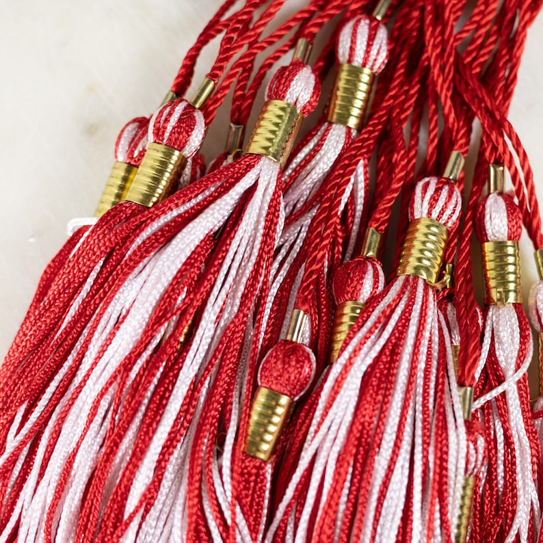 Red and White Premium Graduation Tassels Adult Graduation Tassels With ...