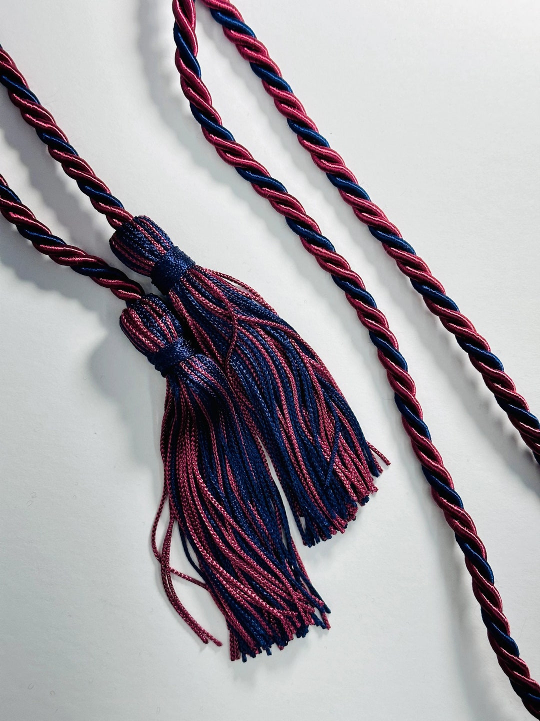 Maroon Red, Navy Graduation Honor Cord, Twisted Cord, Silk Like ...