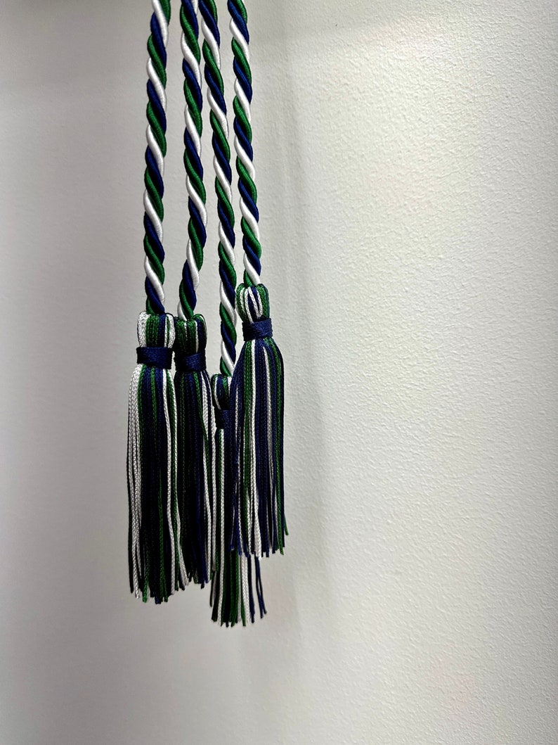 Green, Navy, White Graduation Cord, Honor Cord, Twisted Cord, Silk Like ...