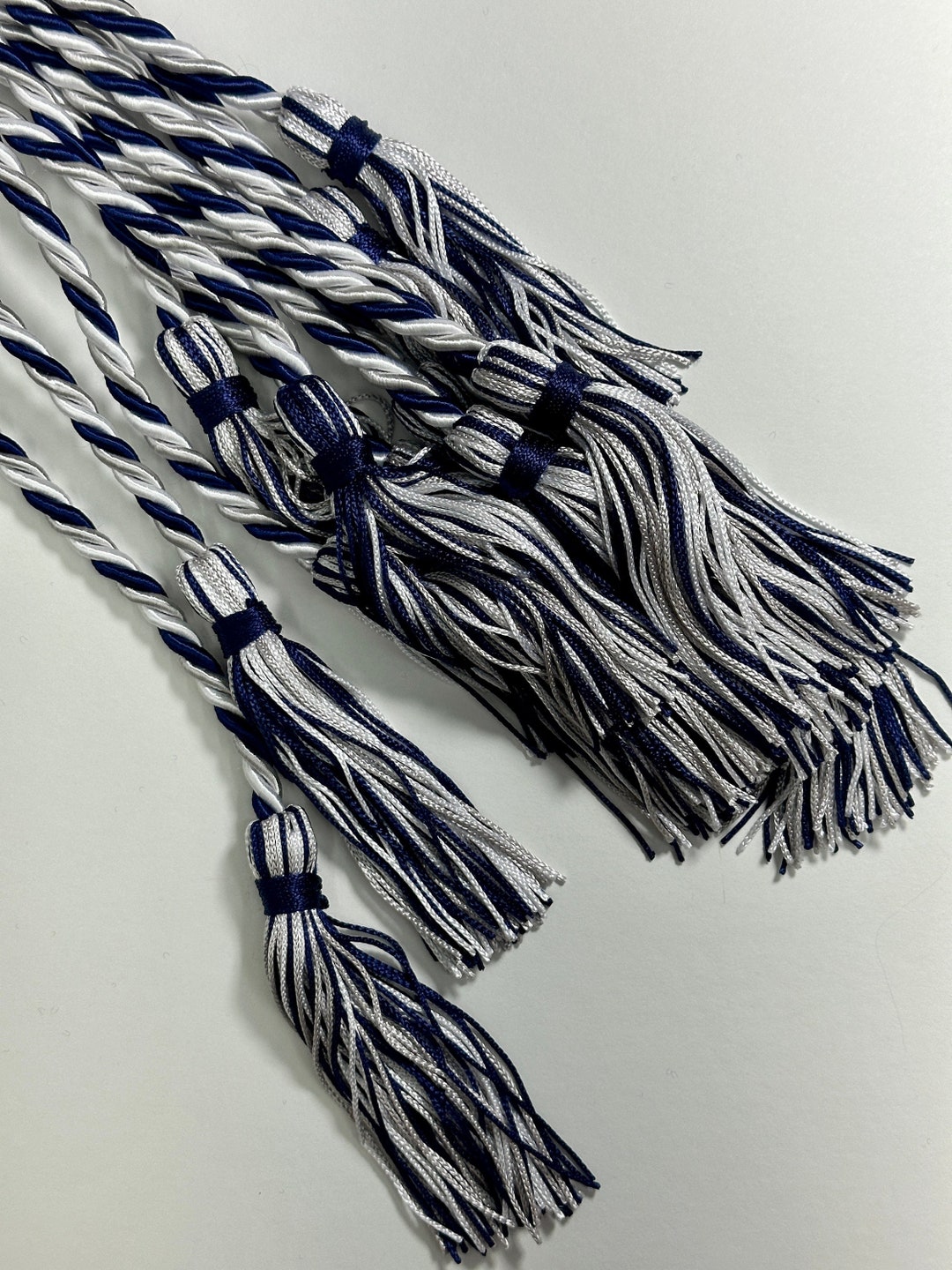 Navy Blue, Silver Grey/ White Graduation Cord, Honor Cord, Twisted Cord ...