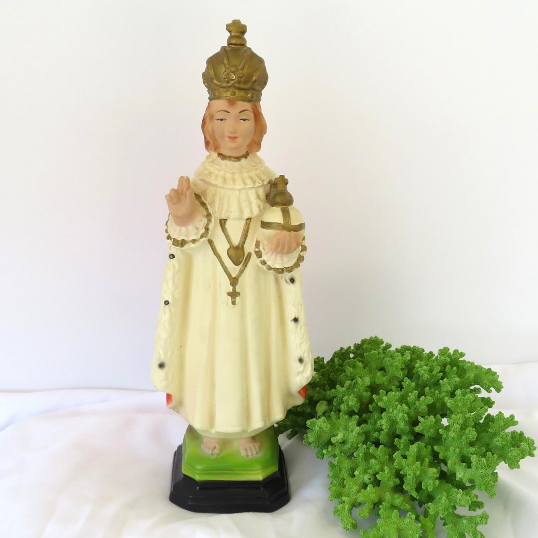 Vintage Infant of Prague Plaster Statue, Jesus Infant of Prague Statue ...