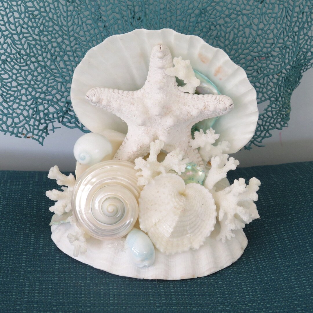 Seashell, Coral and Starfish Wedding Cake Topper, Beach Wedding Cake ...