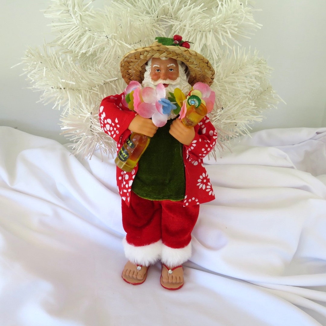 Coastal Beach Santa Figurine Statue, Christmas Table Decor, Santa With ...