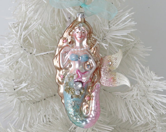 Mermaid Ornament, Mermaid With Starfish, Mermaid Bling for Christmas ...