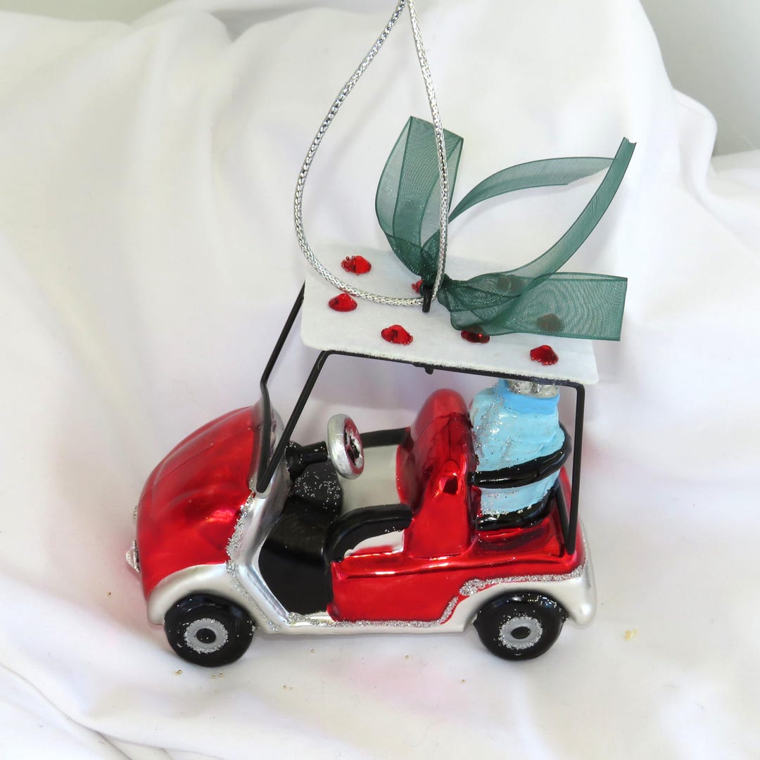 Golf Cart Xmas Ornament, Golf Cart Christmas Tree Ornament, Crystal ...