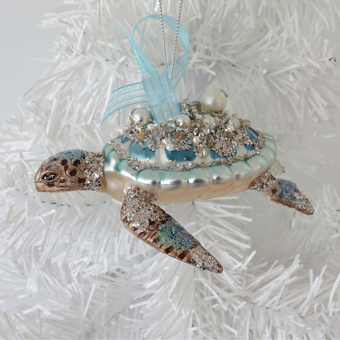 Turtle Ornament Mercury Glass Bling Turtle Christmas Tree - Etsy