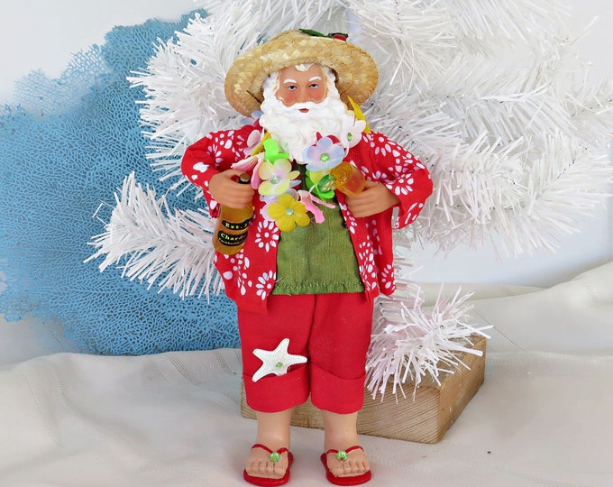Coastal Beach Santa Figurine Statue Christmas Table Decor - Etsy