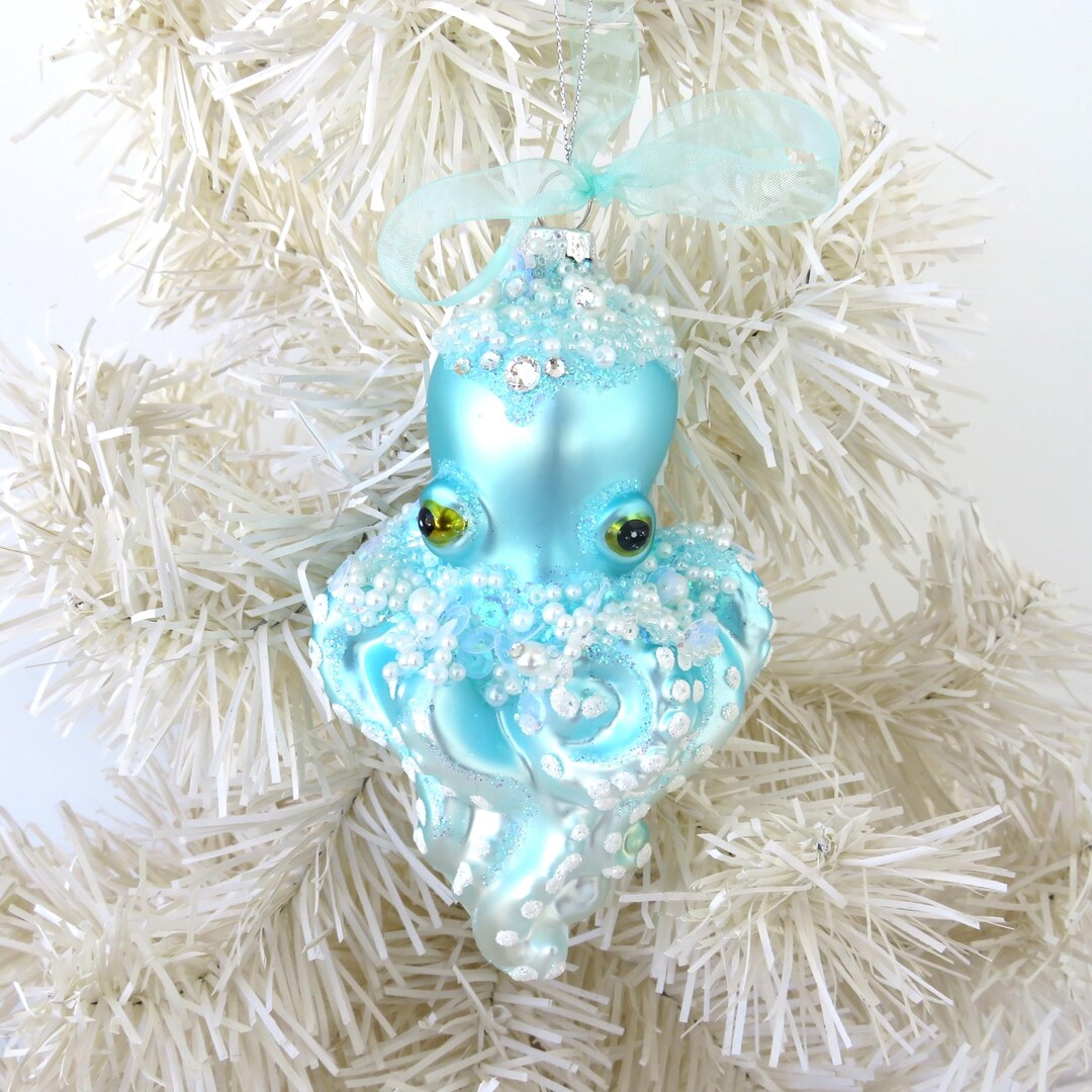 Aqua Bling Octopus Christmas Ornament, Coastal Tree Decor - Etsy