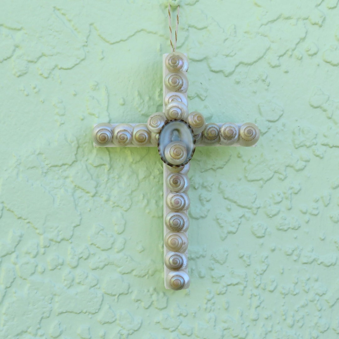 Shell Cross Ornament, Wall Hanging Seashell Crucifix, Mother's Day ...