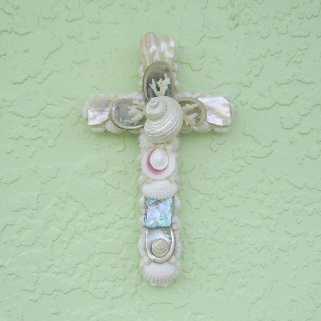 Seashell Cross, Cross W Shells, Pastel Cross, Crucifix With Shells ...