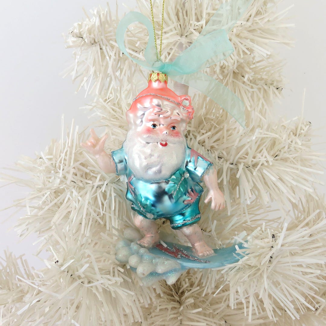 Surfer Ornament Coastal, Beach Santa Surfer Ornament, Surfer Christmas ...