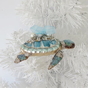 Turtle Ornament, Mercury Glass Bling Turtle Christmas Tree Ornament ...