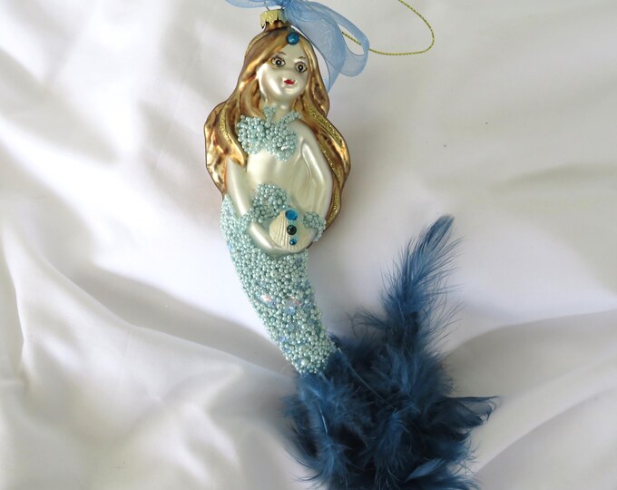 Mermaid Ornament, Mermaid With Shell, Mermaid Bling for Christmas Tree ...