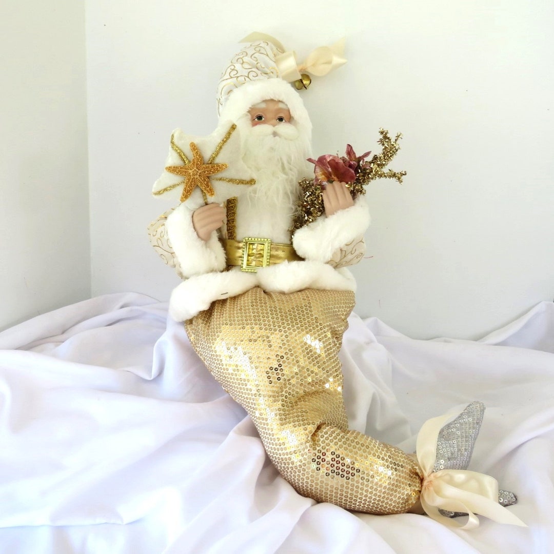 Coastal Mermaid Santa Coastal Mantle Decor Santa With - Etsy
