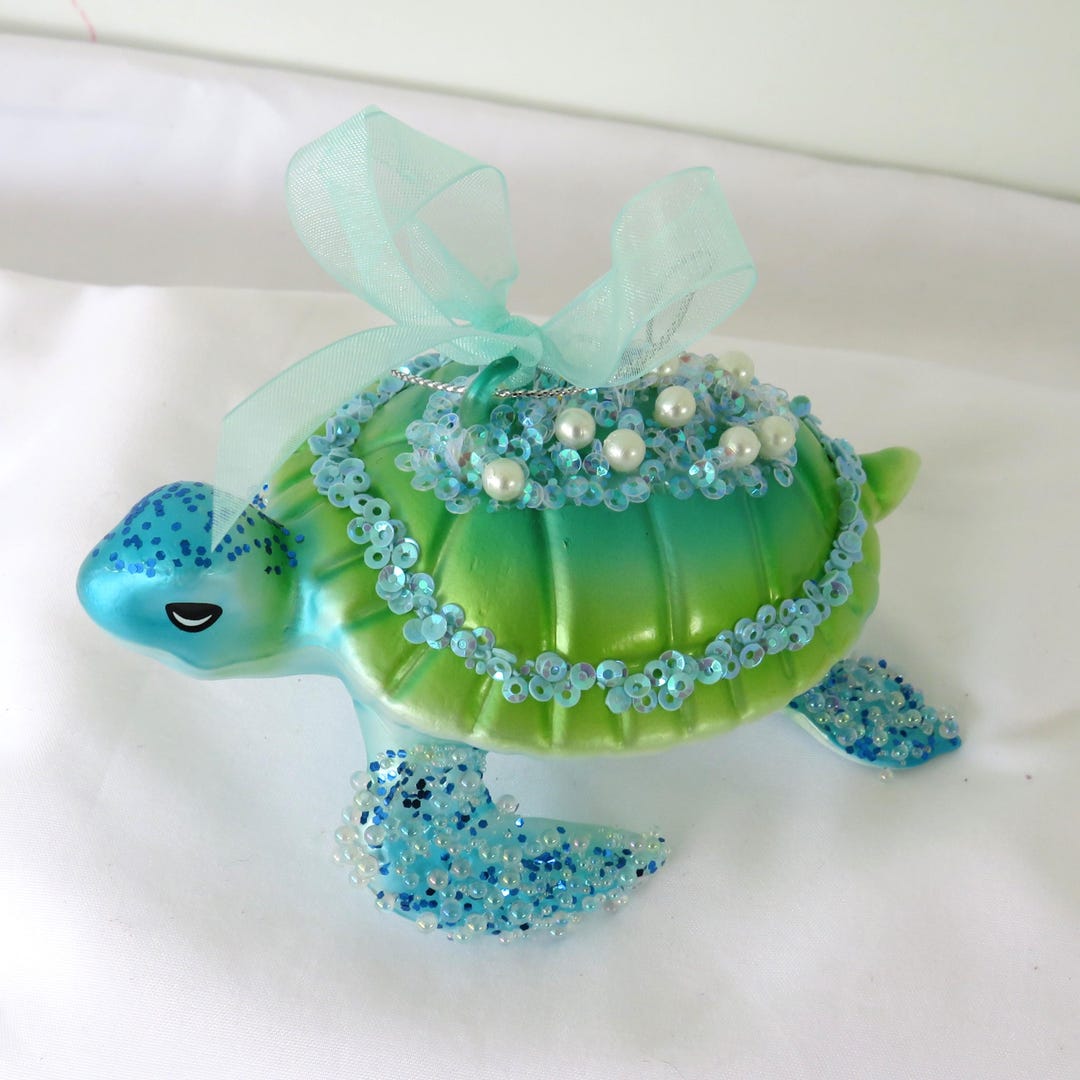 Turtle Ornament, Bling Turtle Christmas Tree Ornament, Jewelled Turtle ...