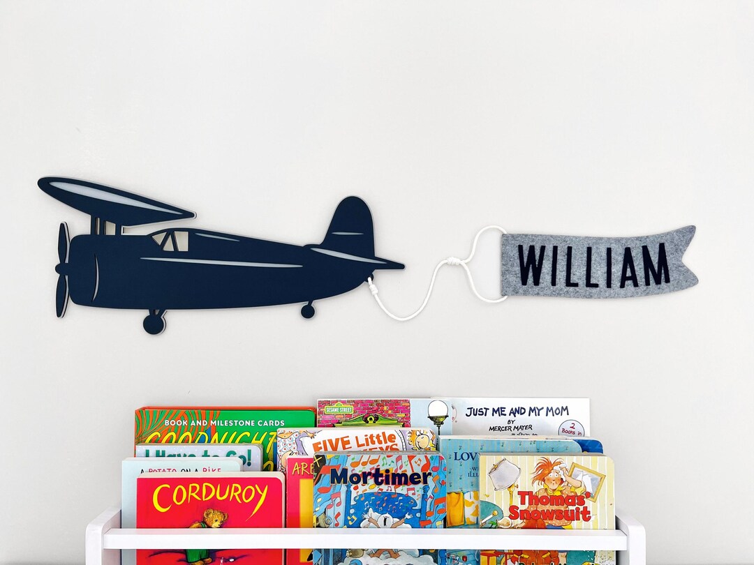Personalized Airplane Name Sign Custom Vintage Plane Nursery Decor ...
