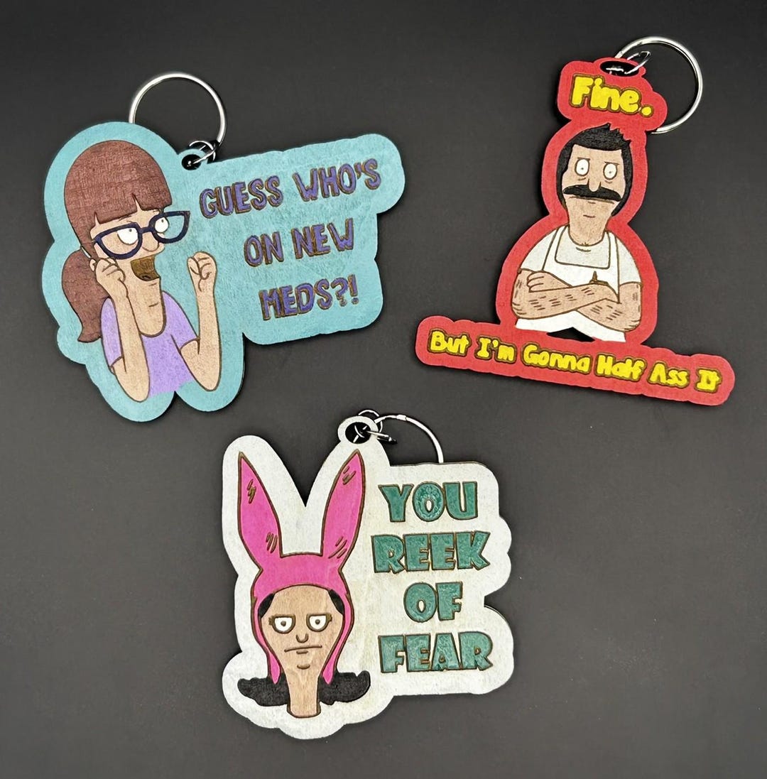 Bob's Burgers Keychains – Hand-painted Wooden Characters – Laser ...