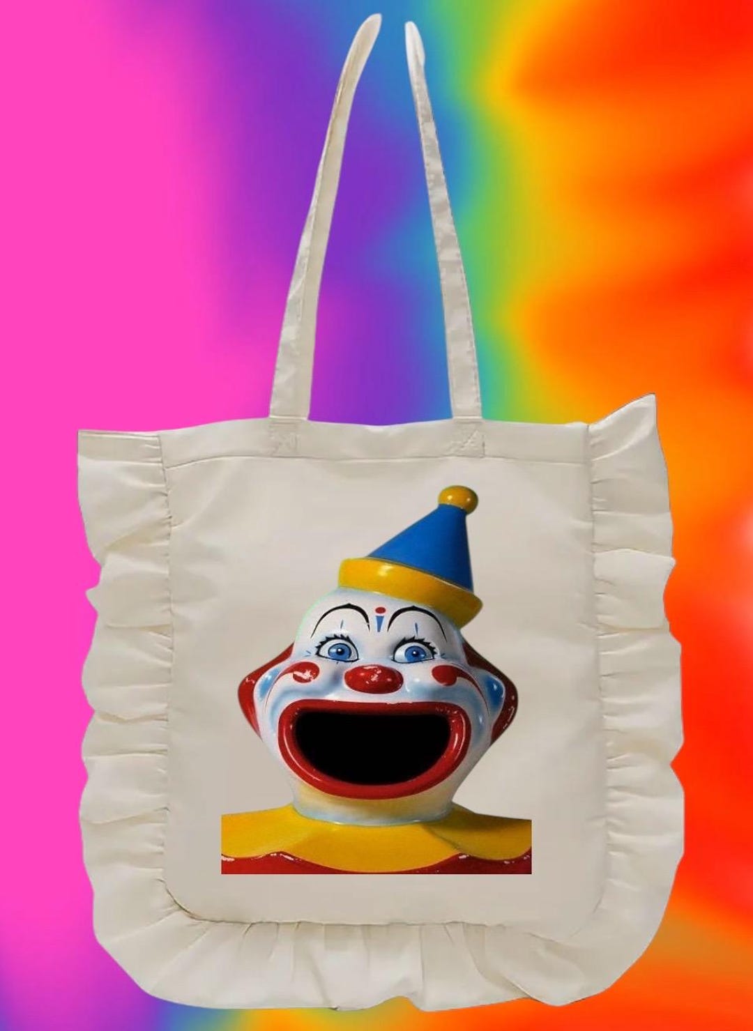Clowncore Ruffle Tote Bag • Vintage Clown Print Bag • Y2K Aesthetic ...