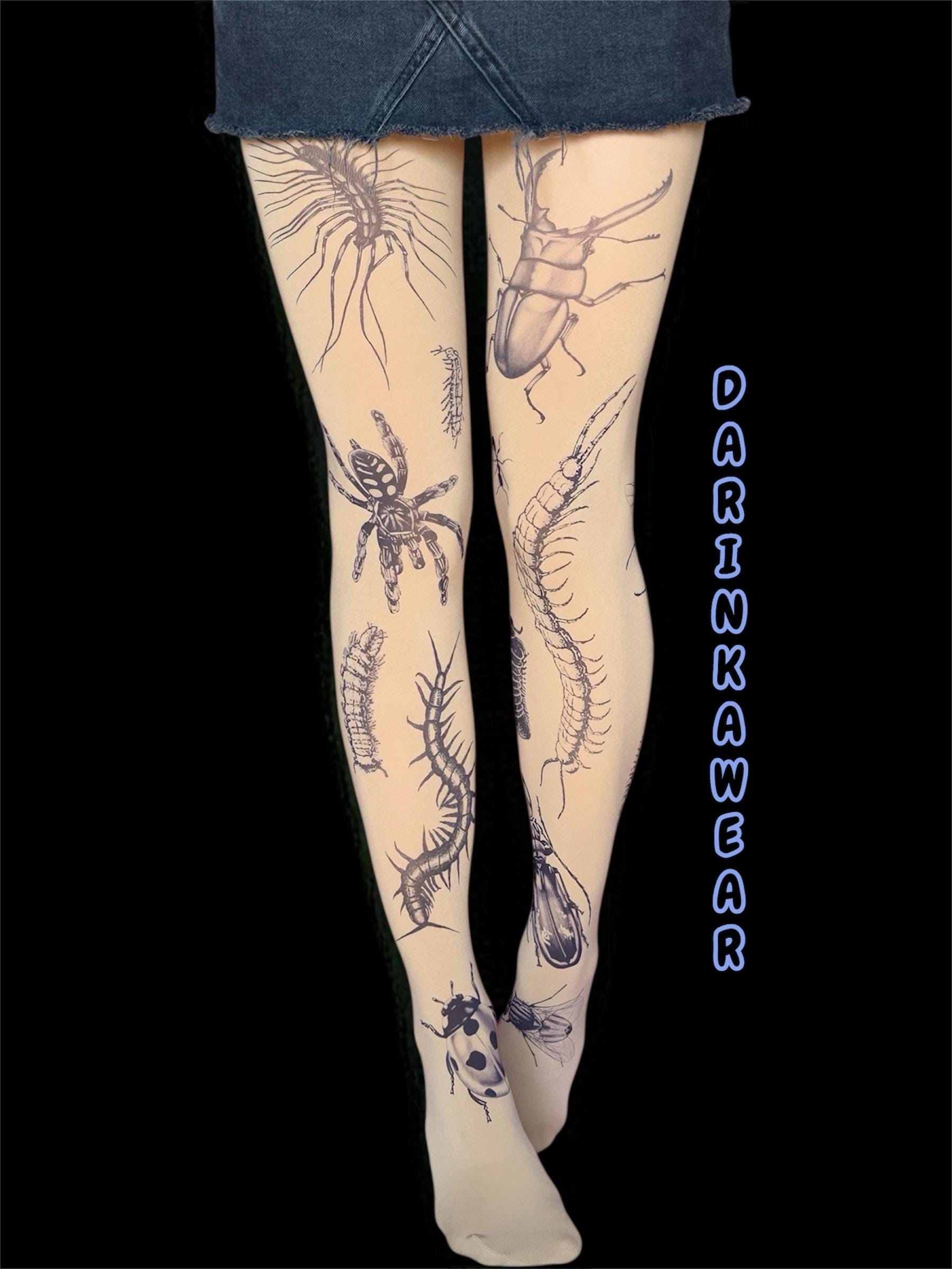 Bug Print Tights – Y2K Horrorcore Insect Pattern Pantyhose, Alternative ...