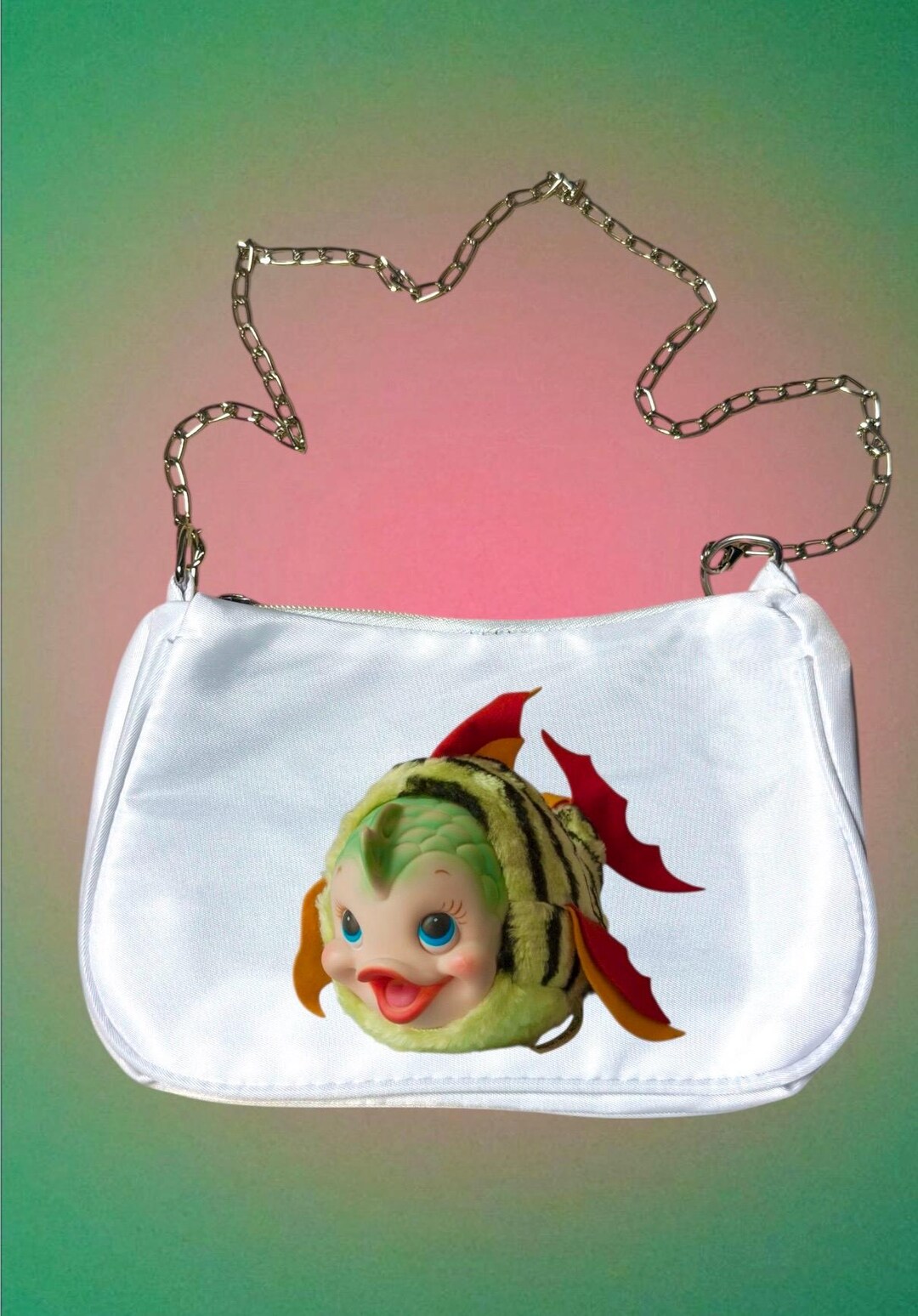 Weirdcore Fish Doll Satin Bag | Y2K Creepy Cute Purse | Vintage Kitsch ...