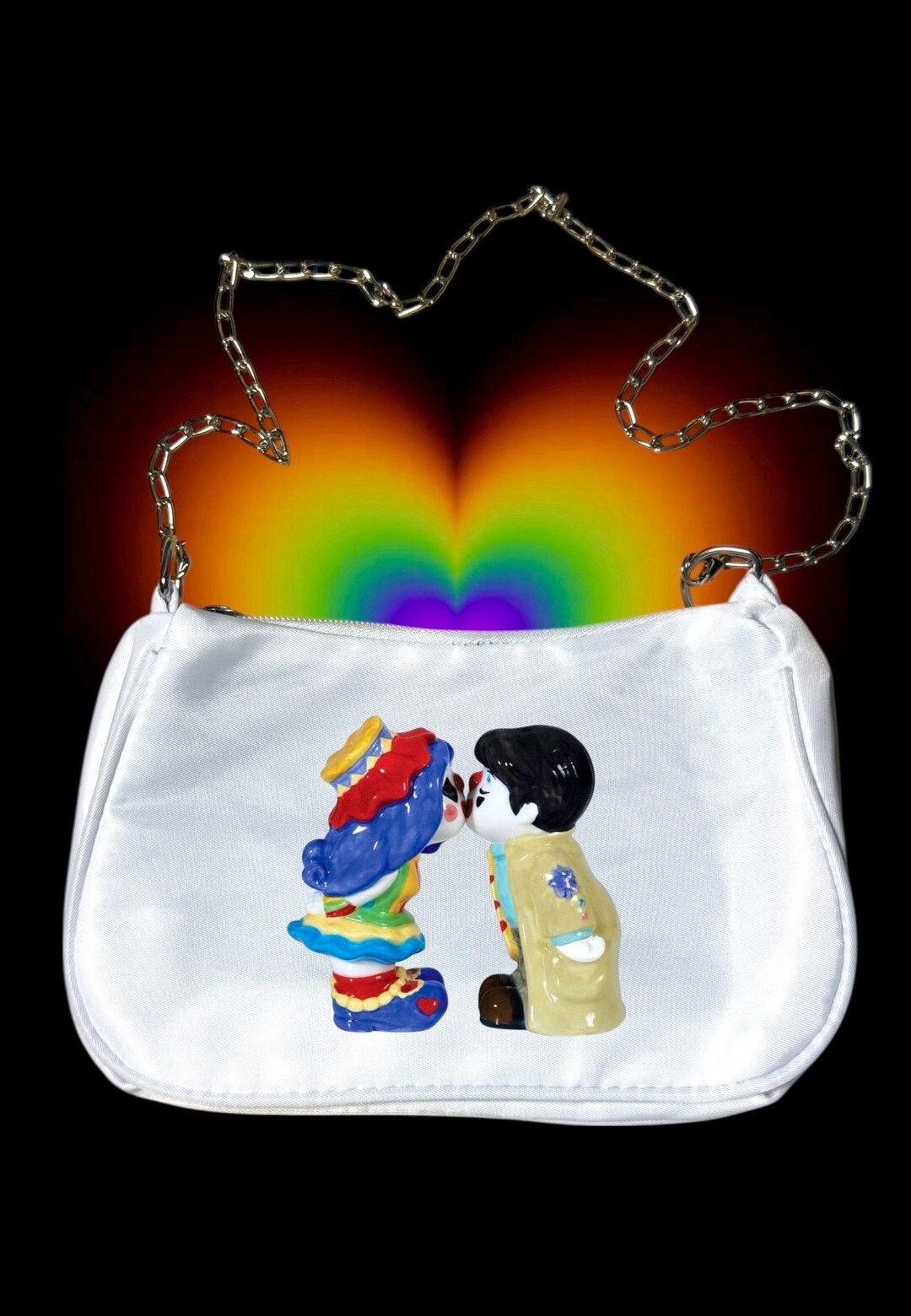 Kissing Clowns Satin Shoulder Bag | Y2K Weirdcore Purse | Vintage Camp ...