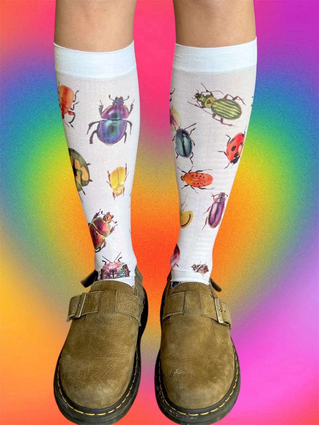 Colorful Bug Knee-high Socks – Insect Print Alt Tights, Halloween ...