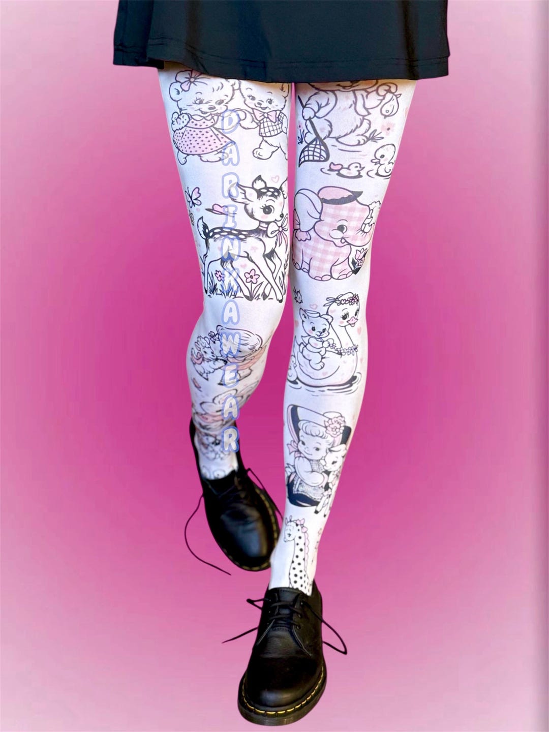 Vintage Baby Animals Tights – Kawaii Pastel White Stockings - Etsy
