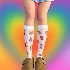 Colorful Bug Knee-high Socks – Insect Print Alt Tights, Halloween ...