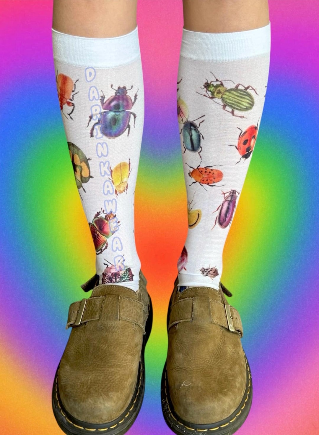 Colorful Bug Knee-high Socks – Insect Print, Halloween Botanical ...