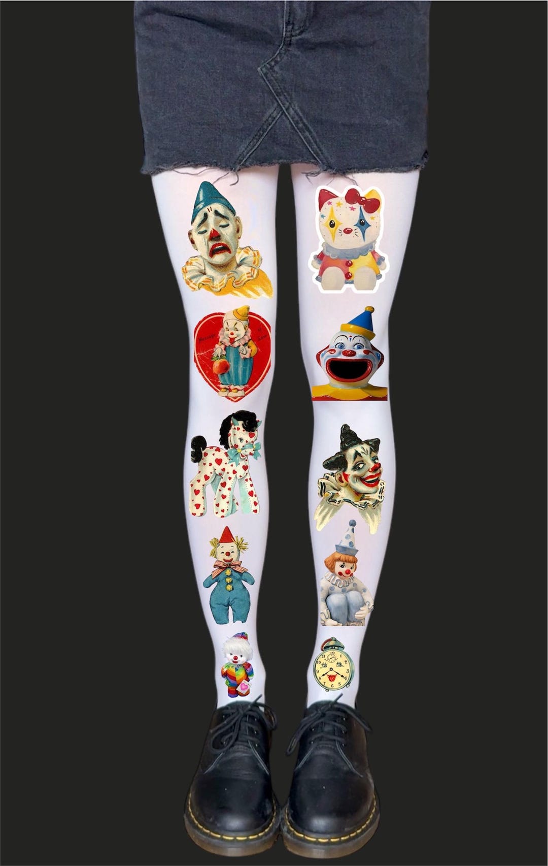 Clowncore Tights • Vintage Clown Print Tights • Y2K Alt Aesthetic ...
