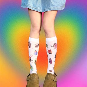 Colorful Bug Knee-high Socks – Insect Print Alt Tights, Halloween ...