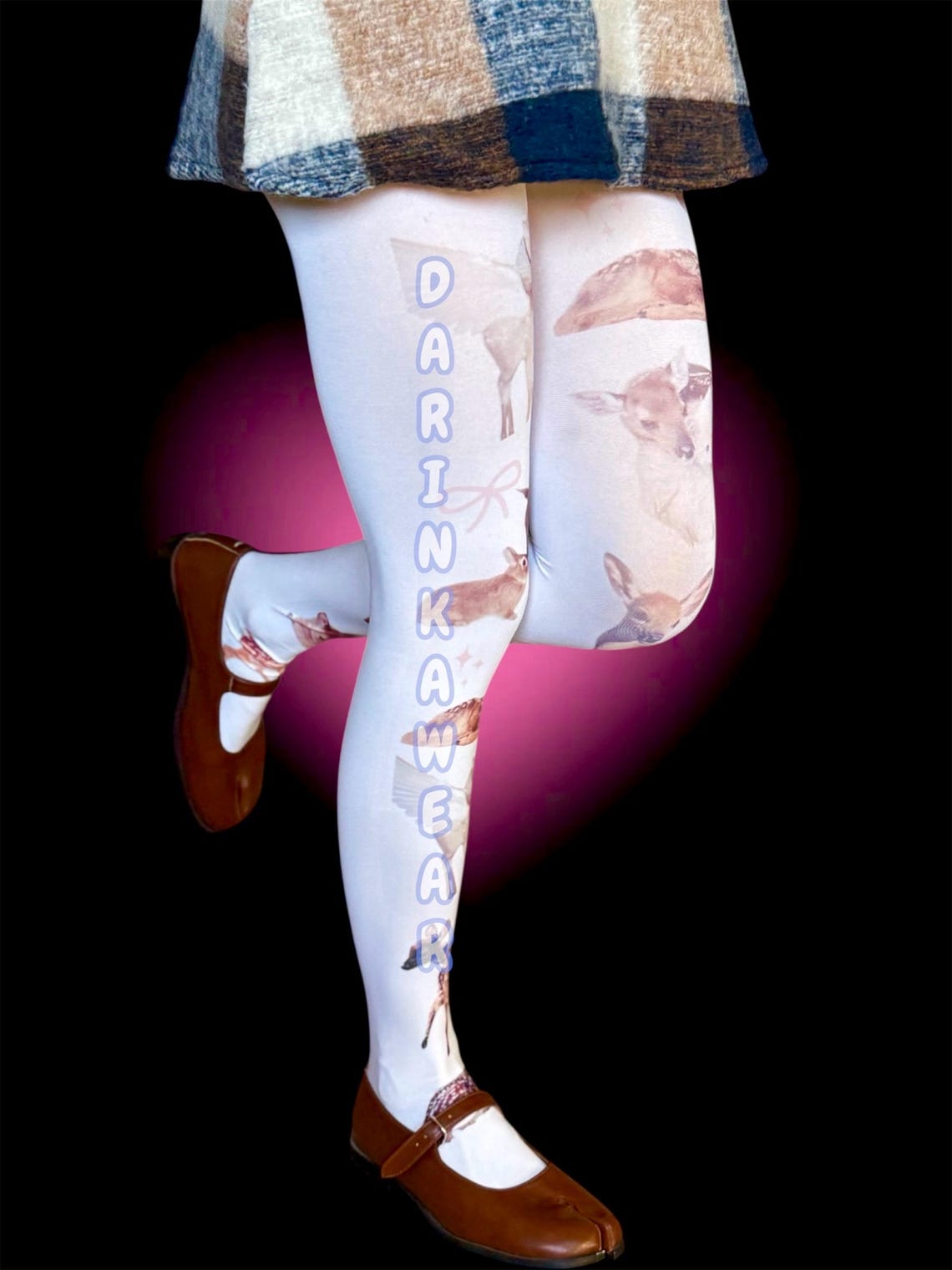 Fawn Angel Tights, Vintage Deer Print Pantyhose, Y2K Kawaii Stockings ...