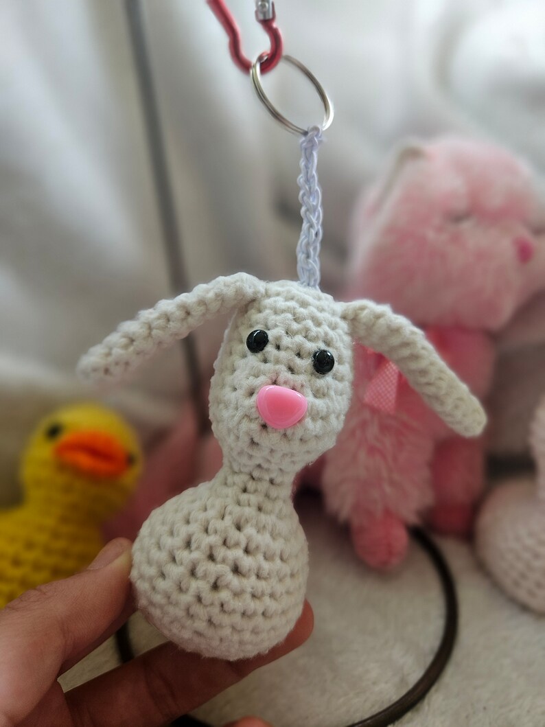 Chibi Crochet Creature Clip Keychain Bunny - Etsy