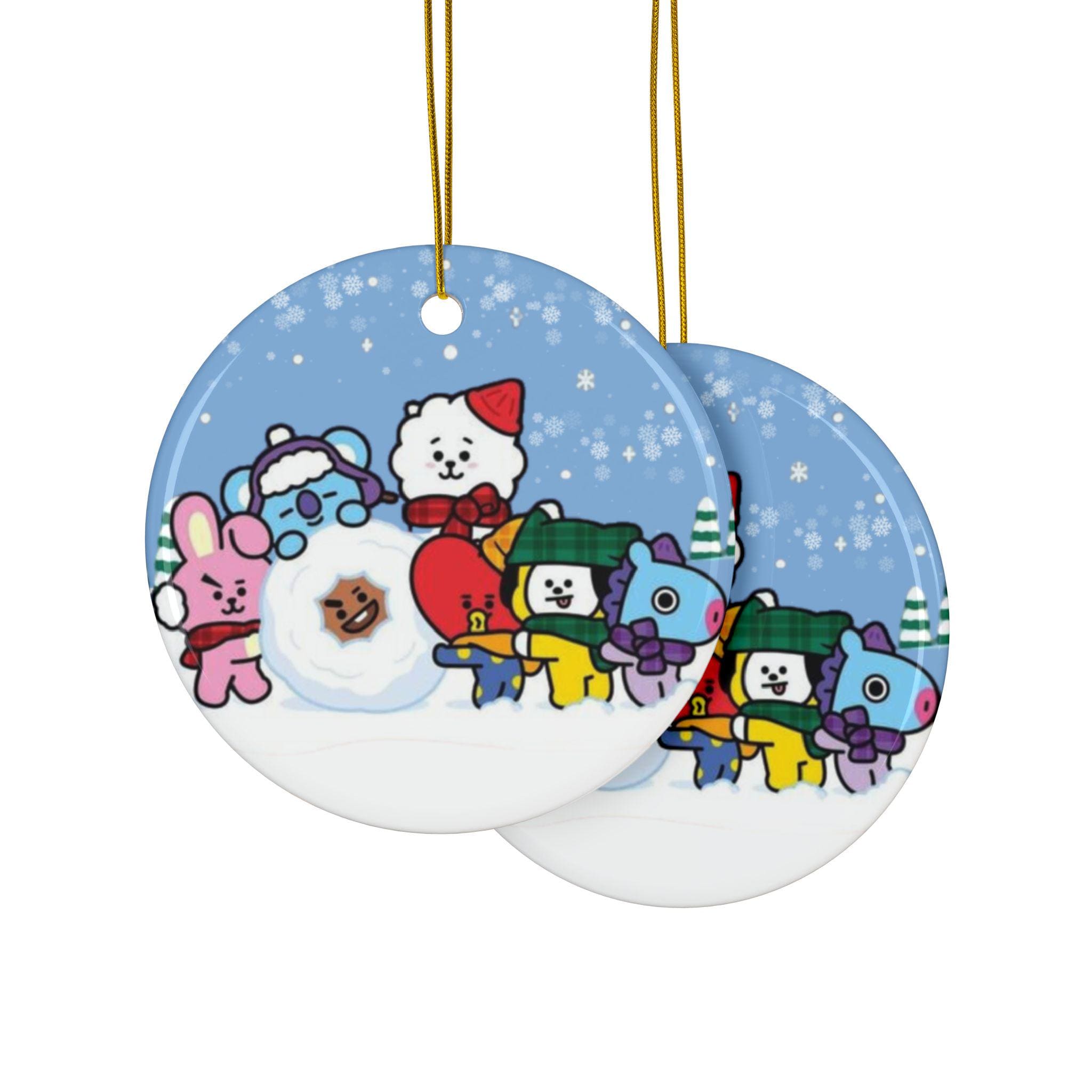 Cute BT21 Group Ceramic Christmas Ornaments, Tata Koya RJ Chimmy Shooky ...