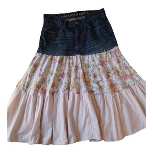 Upcycled, Reworked, Shredded, Country, Peasant, Denim, Tiered, A ...