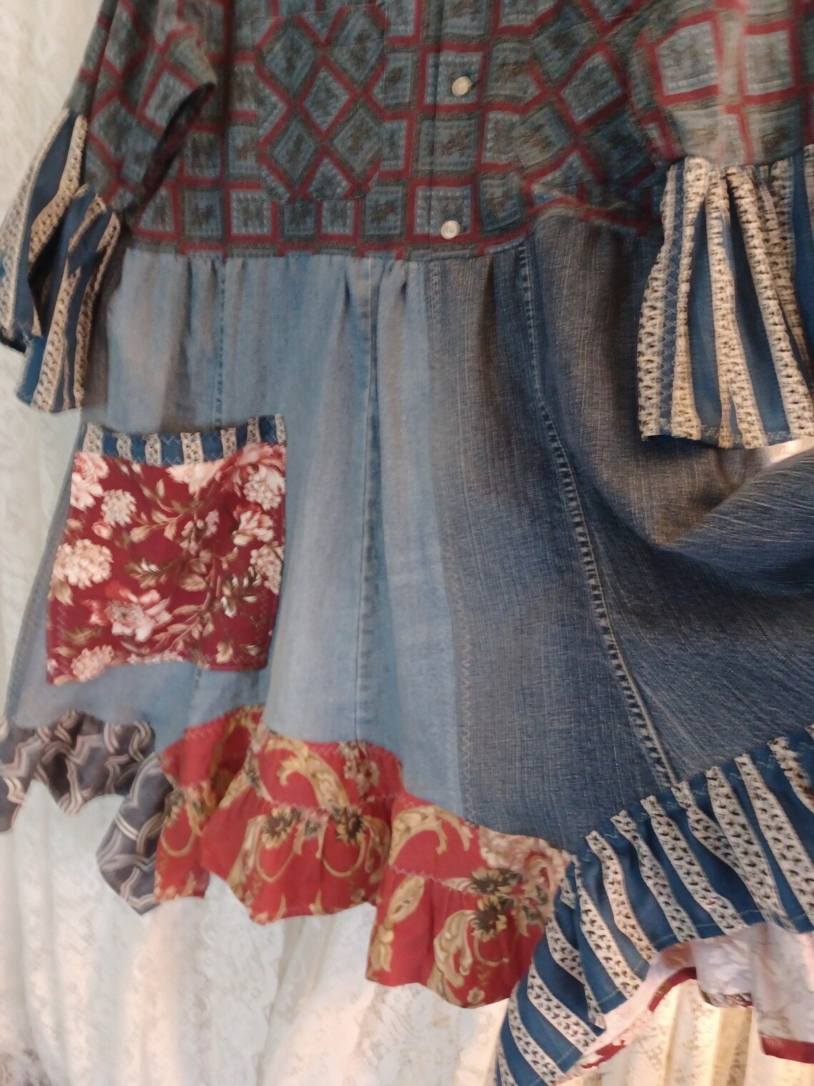 Upcycled, Patchwork, Unique, Hand Made, Reconstructed Dress, Made From ...