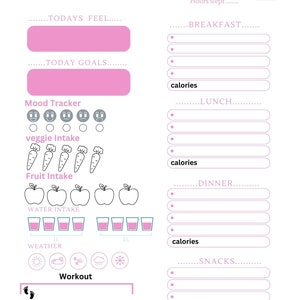 Food Journal Printable Digital Food Diary Daily Food Journal Fitness ...