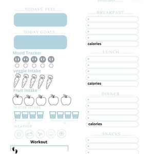 Food Journal Printable Digital Food Diary Daily Food Journal Fitness ...