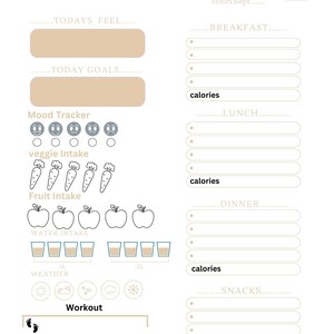 Food Journal Printable Digital Food Diary Daily Food Journal Fitness ...