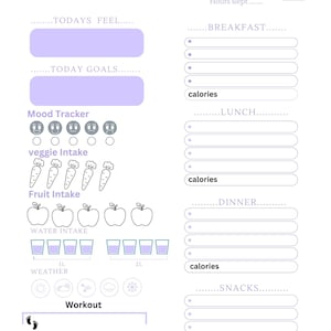 Food Journal Printable Digital Food Diary Daily Food Journal Fitness ...