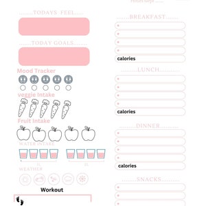 Food Journal Printable Digital Food Diary Daily Food Journal Fitness ...